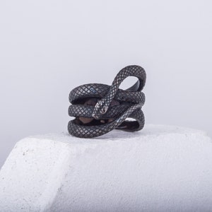 Black Snake Ring, Solid Silver Snake Jewelry, Ruthenium Plated Ring ...
