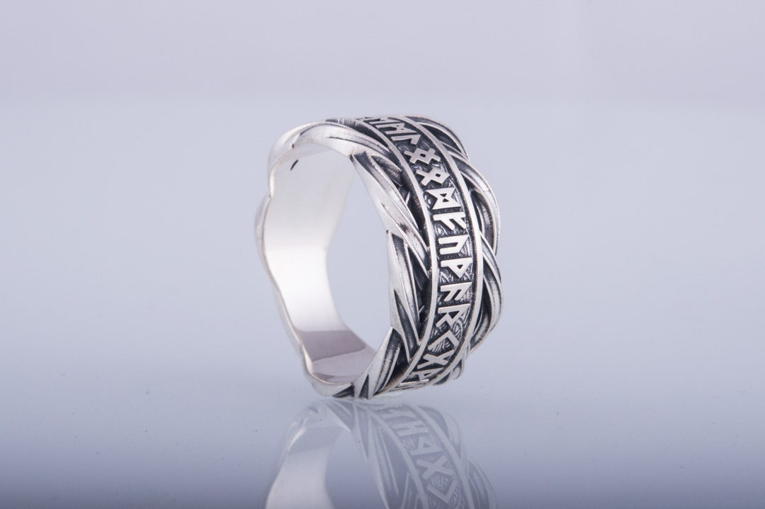 Viking Elder Futhark Runes Ring, Sterling Silver Norse Jewelry ...