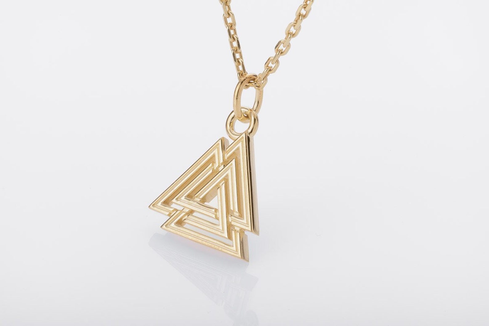 Gold Valknut Necklace - Handmade Viking Talisman With Knot of the Slain ...