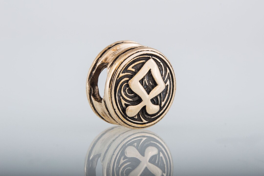 Odal Rune Bead - Nordic Rune Bronze Bead for Bracelets - Viking Jewelry ...
