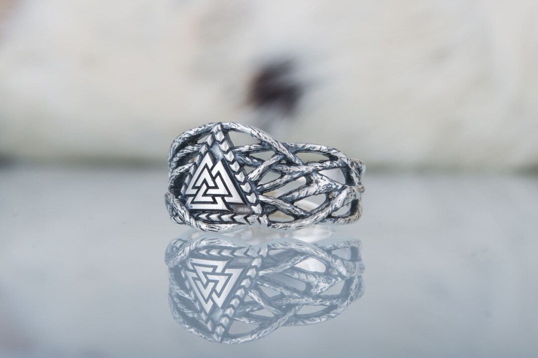 Valknut Symbol Viking Ring - Handcrafted Odin Three Triangles Jewelry ...