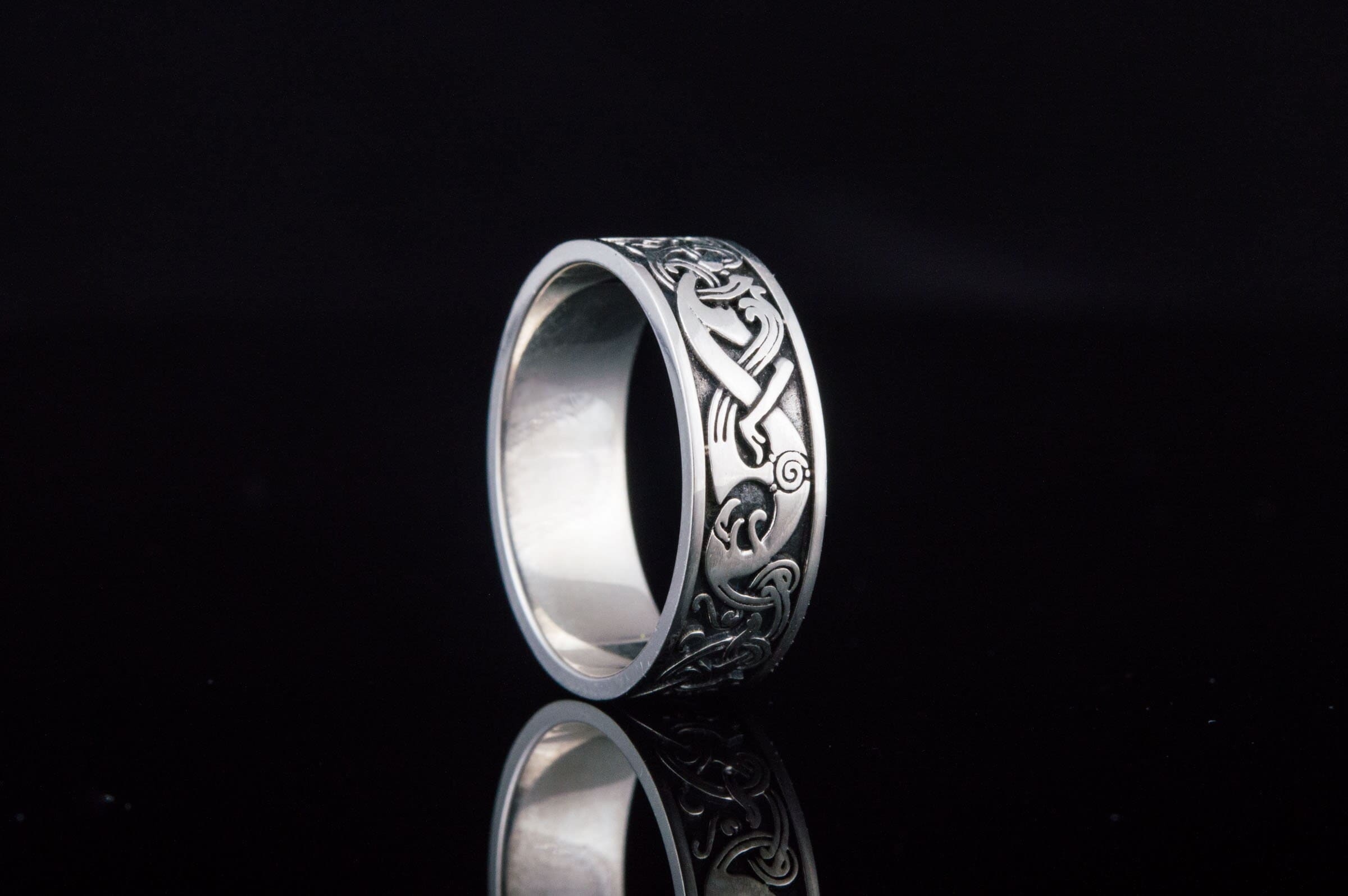 Ancient Viking Ring - Silver Norse Jewelry With Urnes Style Pattern ...
