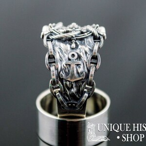 Sailor Ship Wheel Ring, Steering Wheel Ring, Ring With Chain, Anchor ...