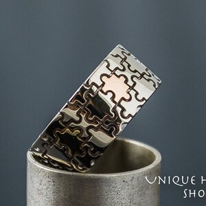 Stunning Puzzle Ring Ring With Puzzle Ornament Silver Unique | Etsy