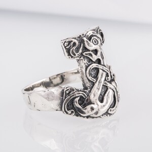 Hammer of Thor Ring Mjolnir Jewelry With Jelling Style Pattern ...