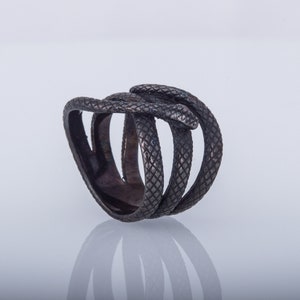 Black Snake Ring, Solid Silver Snake Jewelry, Ruthenium Plated Ring ...