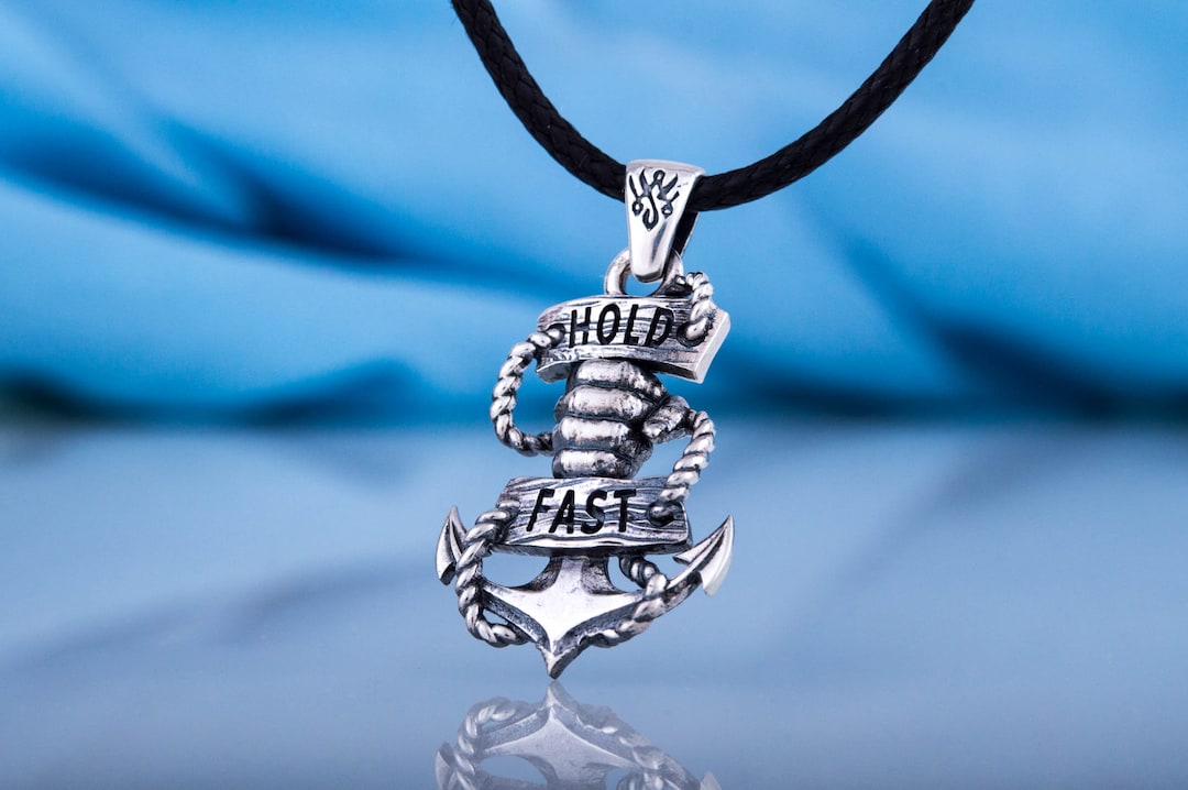 Silver Anchor Pendant - Hold Fast Necklace With Rope Design Handcrafted ...