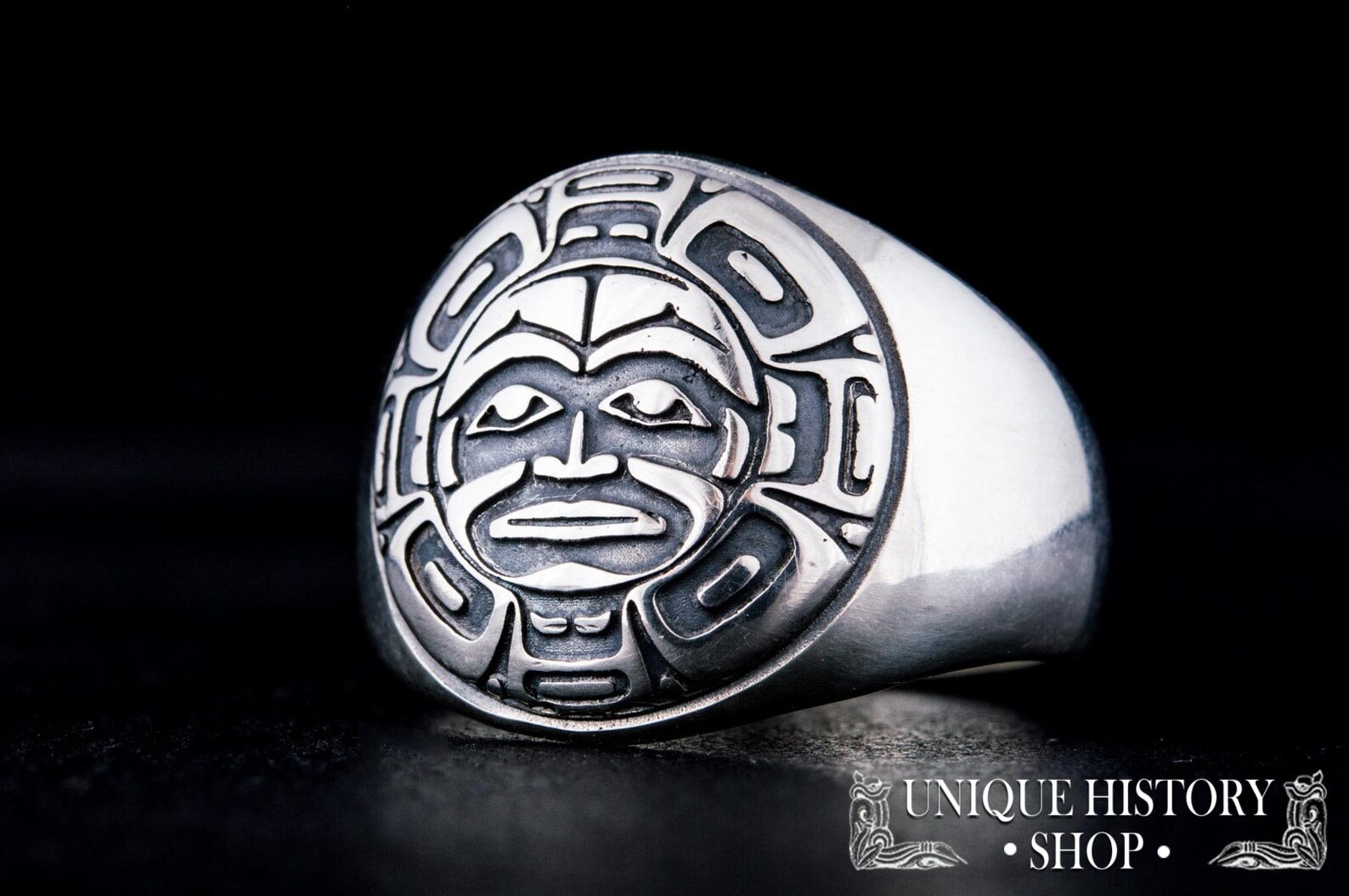 Silver Aztec Ring Ethnic Signet Reflecting Ancient Mayan Tribal ...