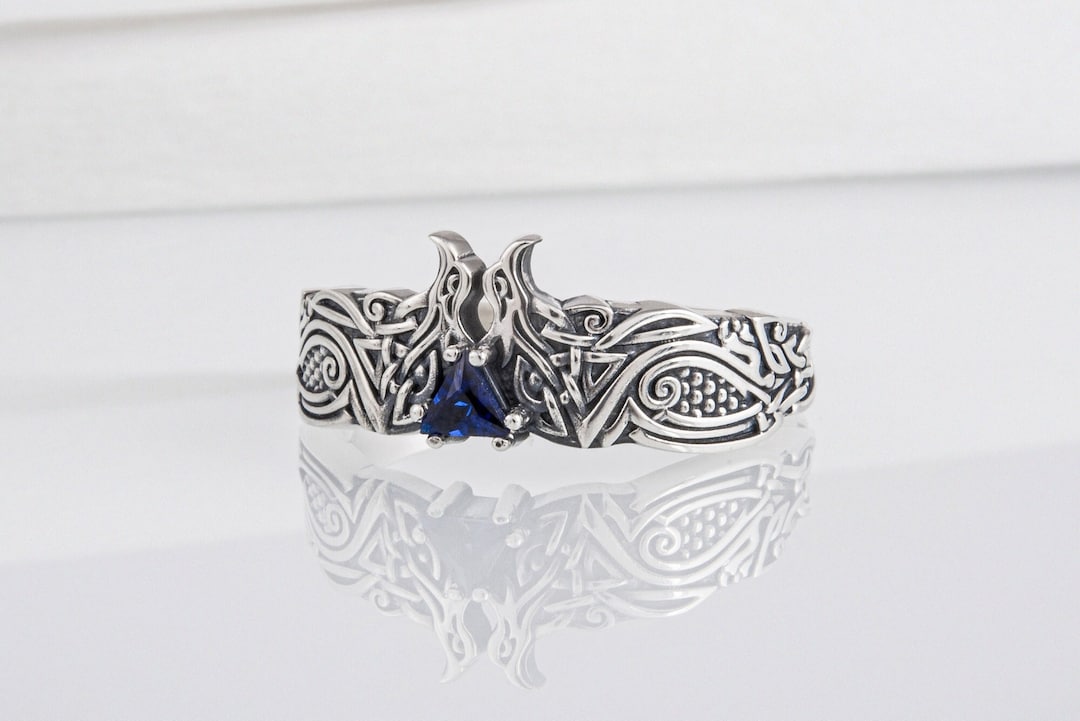 Viking Odin Ravens Ring, Norse Pattern Band, Silver Viking Jewelry ...