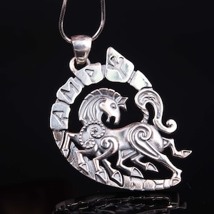Sleipnir Symbol Pendant - Silver Norse Mythology Necklace With Elder ...