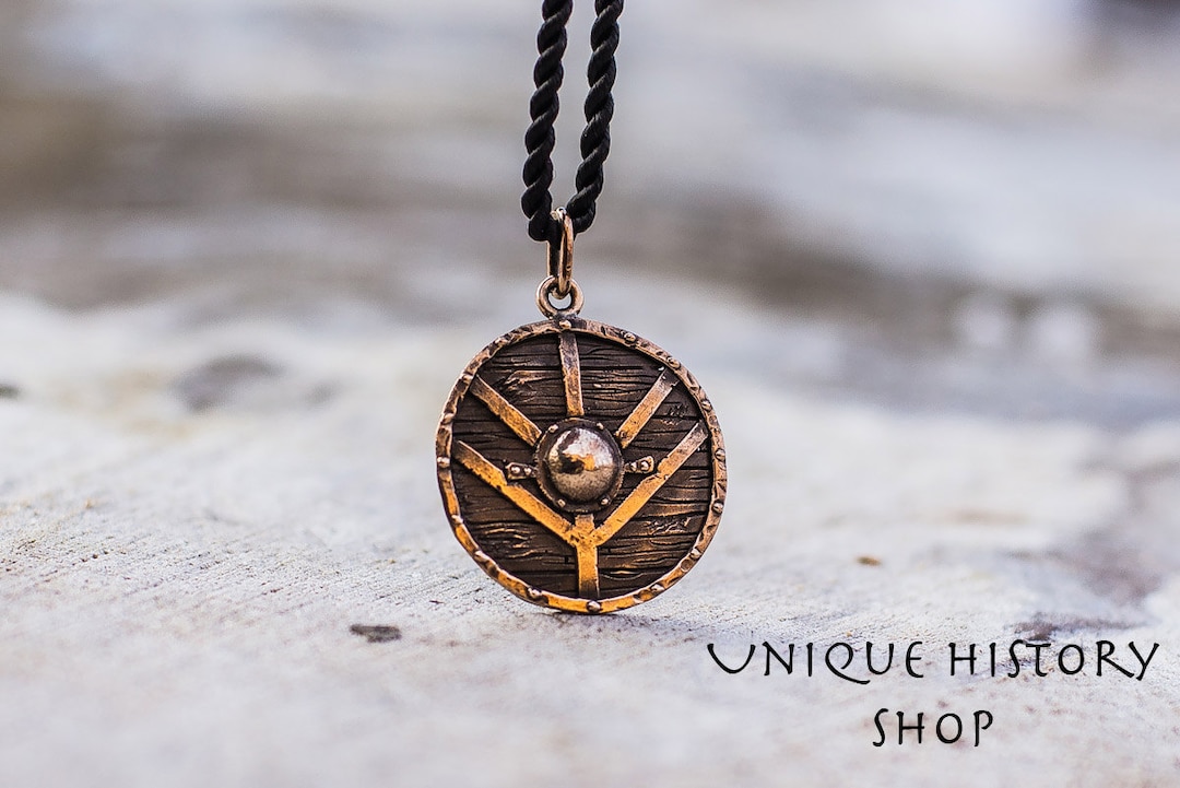 Bronze Lagertha's Shield Pendant, Viking Weapon Necklace, Old Norse ...
