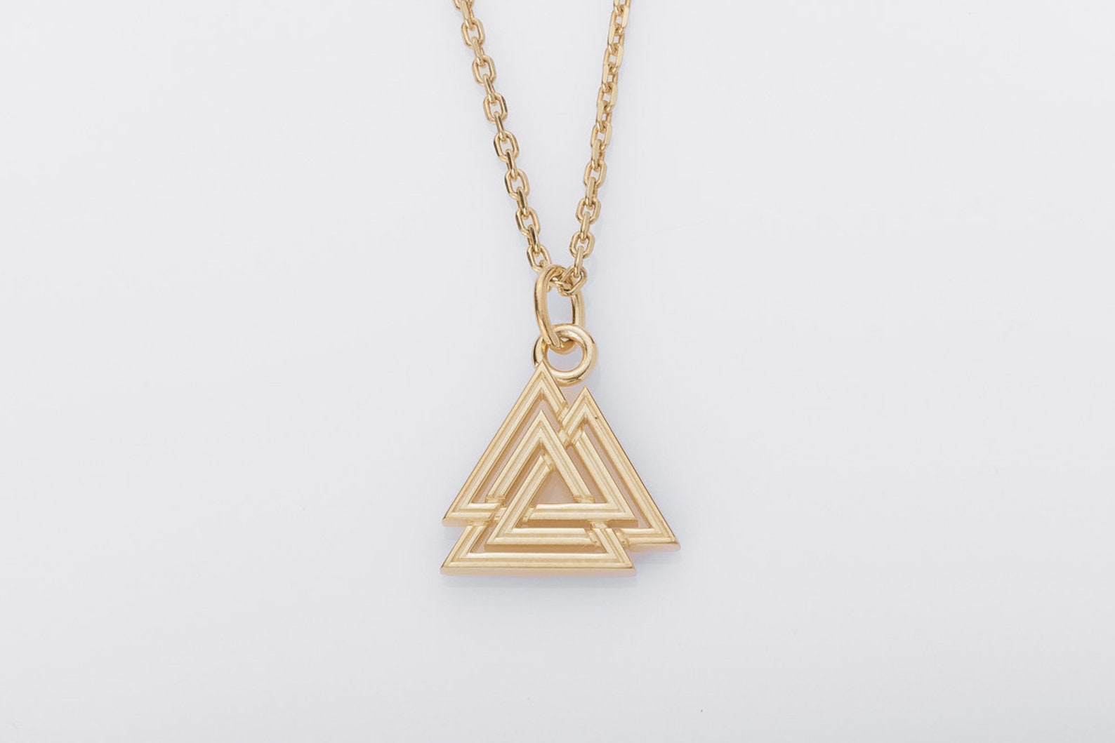 Gold Valknut Necklace - Handmade Viking Talisman With Knot of the Slain ...