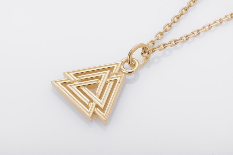 Gold Valknut Necklace - Handmade Viking Talisman With Knot of the Slain ...