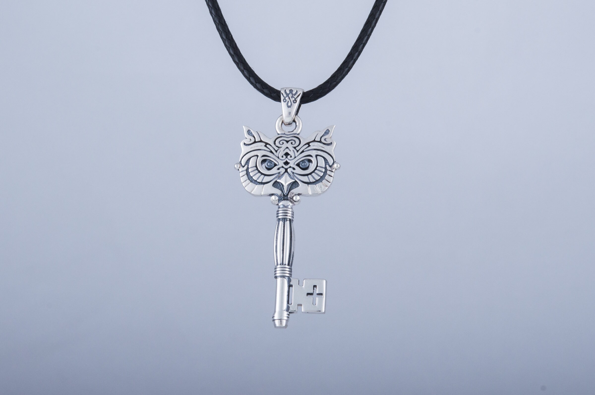 Owl Key Pendant Silver Bird Ring Key Necklace with Owl | Etsy