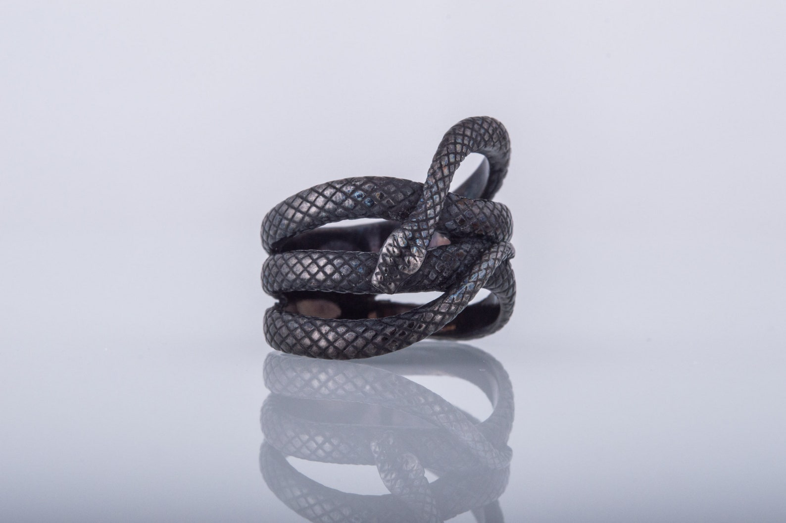 Black Snake Ring Solid Silver Snake Jewelry Ruthenium Plated | Etsy