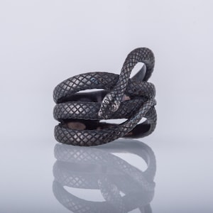 Black Snake Ring, Solid Silver Snake Jewelry, Ruthenium Plated Ring ...