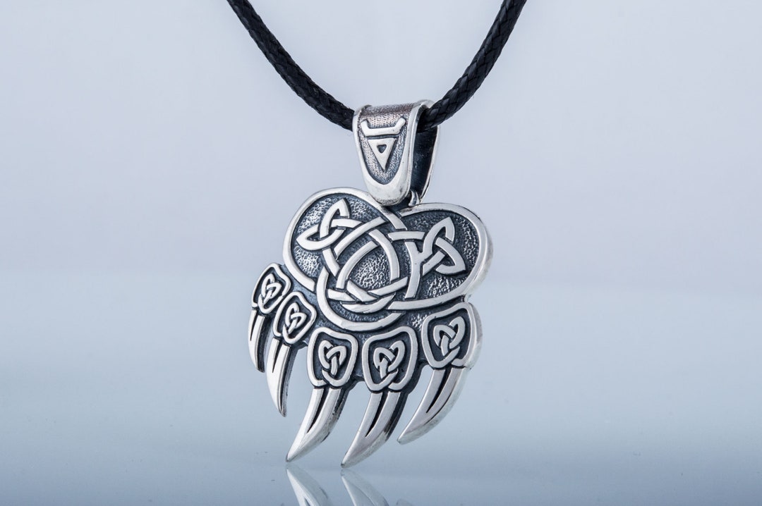 Bear Paw Animal Pendant, Silver Bear Pendant, Bear Necklace, Bear ...