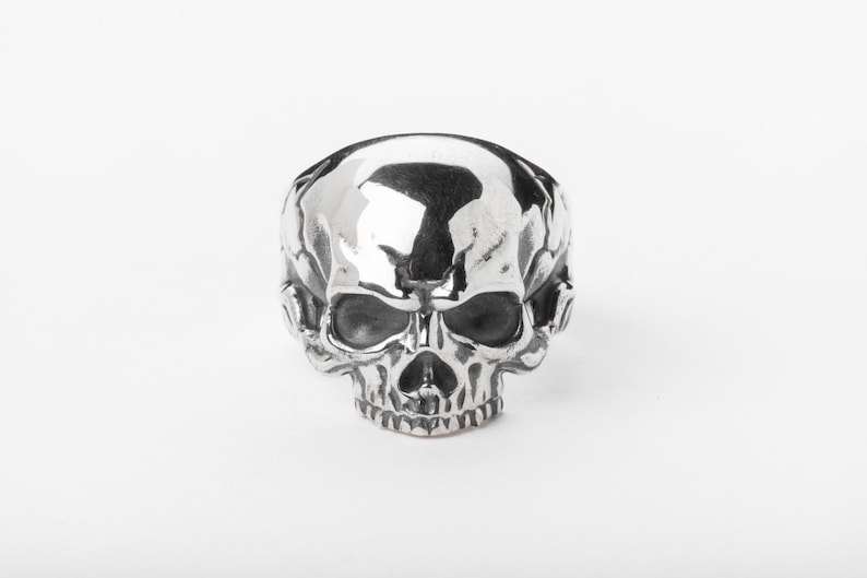 Silver Custom Skull Ring, Personalized Halloween Jewelry, Alternative ...