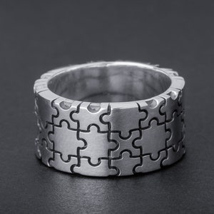 Stunning Puzzle Ring, Ring With Puzzle Ornament, Silver Unique Ring ...