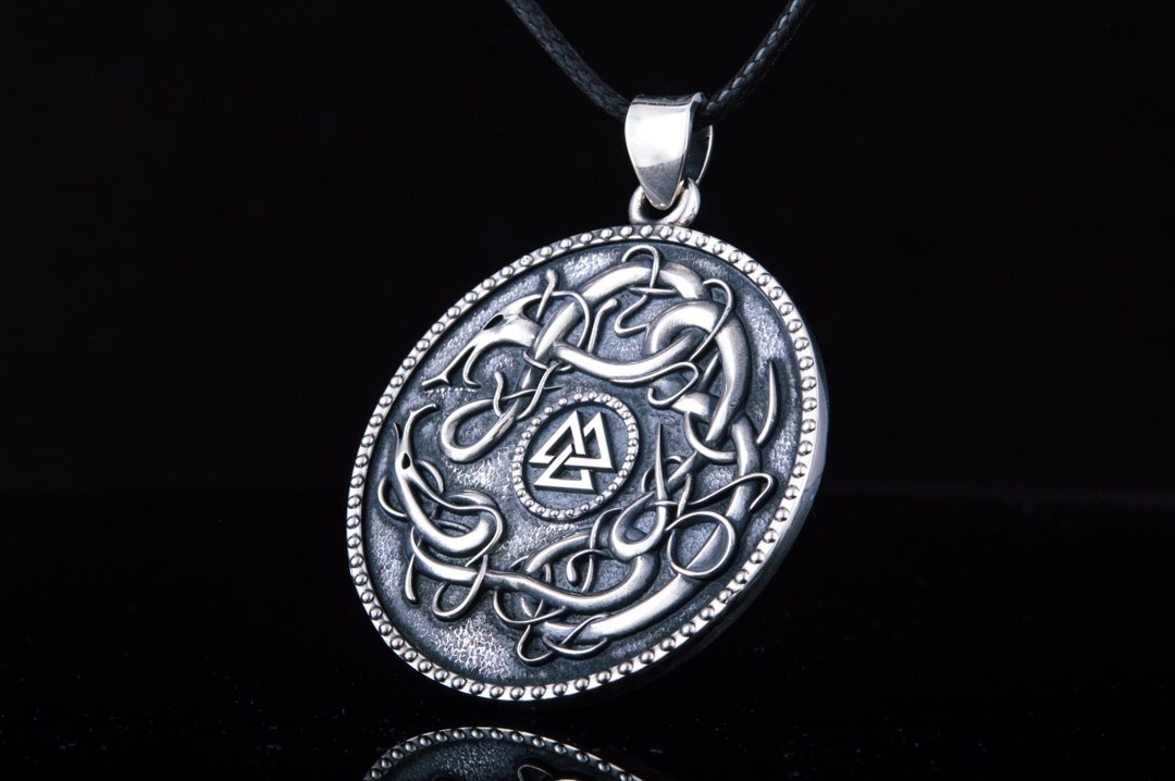 Silver Valknut Necklace - Real Viking Pendant With Old Norse Pattern ...