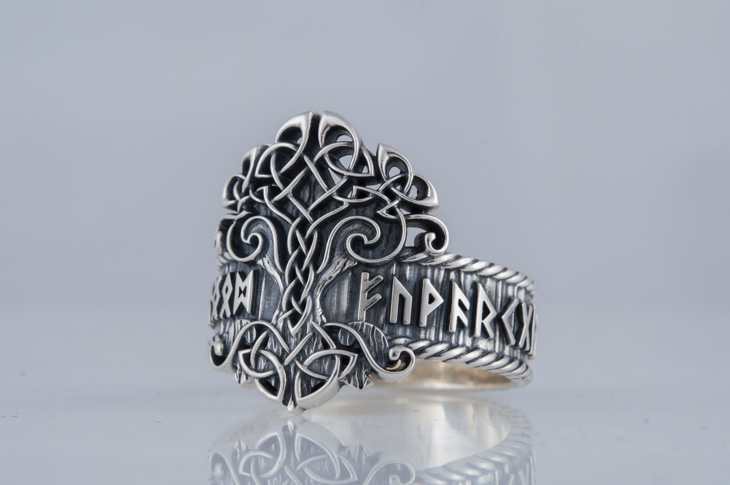 Tree of Life Ring Silver Yggdrasil Ring Norse Runes Jewelry - Etsy
