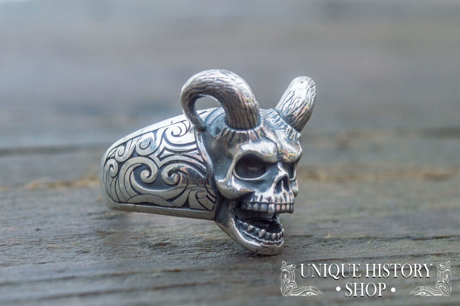 Devil Ring Devil With Hornes Ring Silver Skull Ring Silver | Etsy