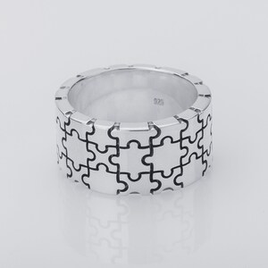 Stunning Puzzle Ring, Ring With Puzzle Ornament, Silver Unique Ring ...