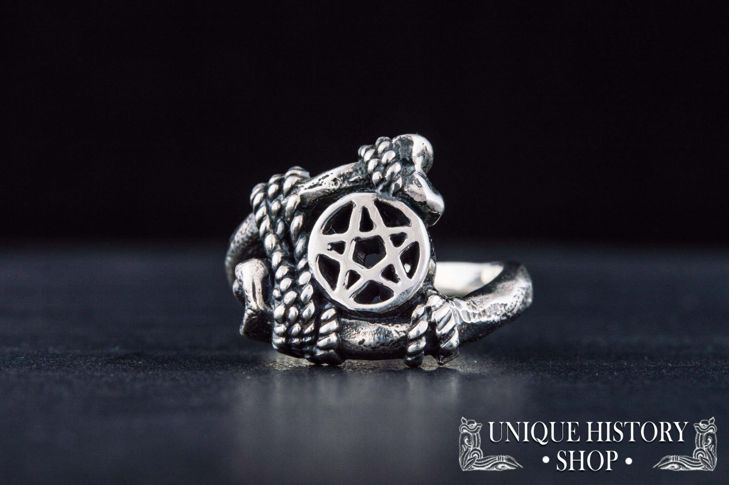 Pentagram Symbol With Bones Wiccan Ring Pentacle Wiccan | Etsy