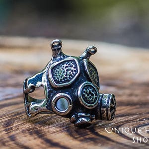 Gas Mask Ring - Brutalist Cyberpunk Jewelry Featuring a Protective ...