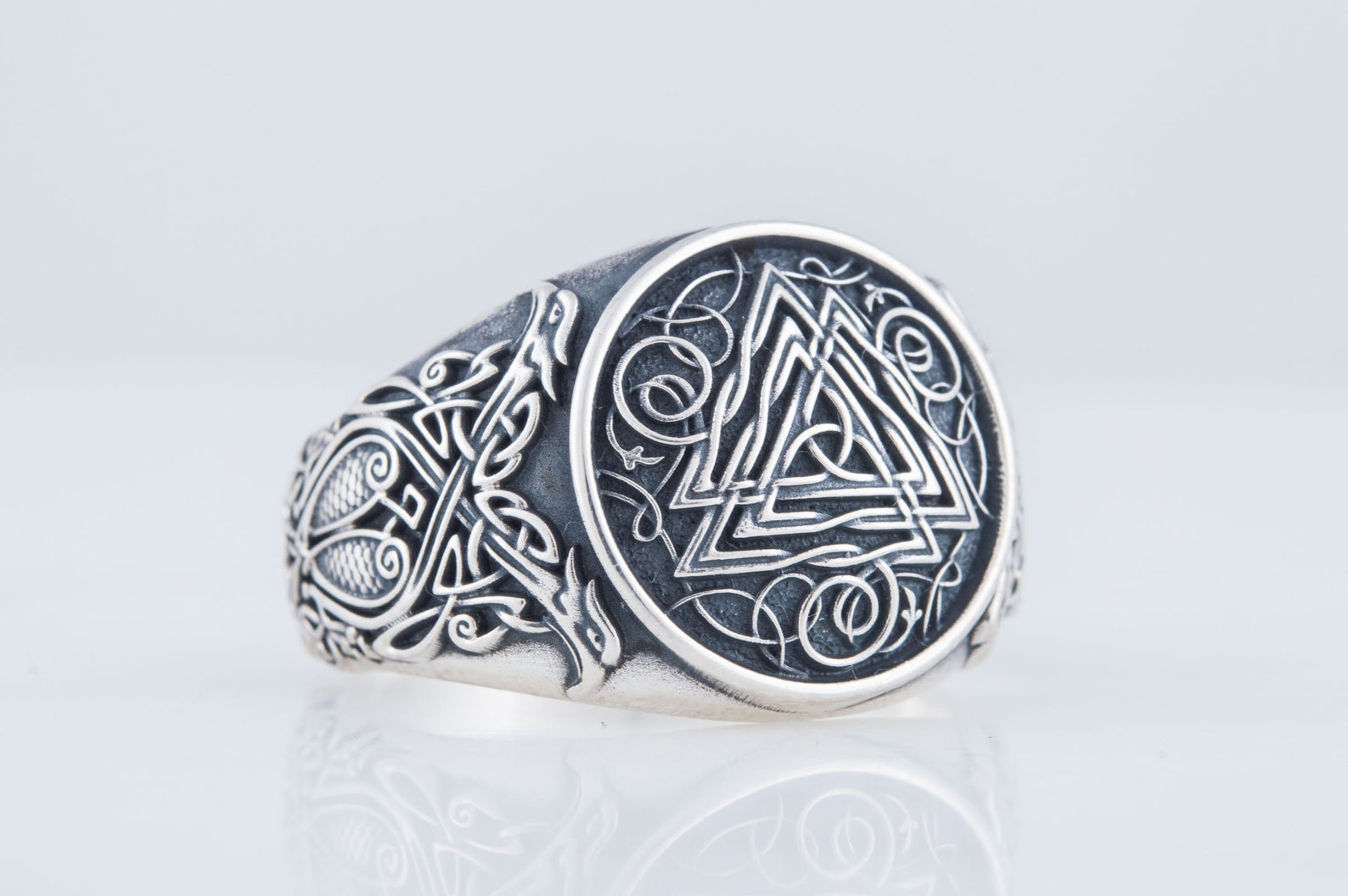 Viking Valknut Ring - Silver Scandinavian Jewelry Featuring Ravens ...