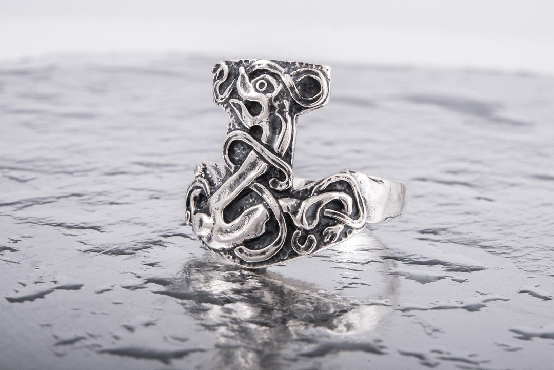 Hammer of Thor Ring - Mjolnir Jewelry With Jelling Style Pattern ...