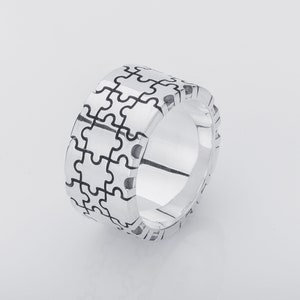 Stunning Puzzle Ring, Ring With Puzzle Ornament, Silver Unique Ring ...