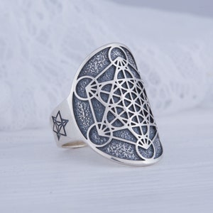Metatron Cube Ring, Silver Metatron Cube, Sacred Geometry, Life Amulet ...