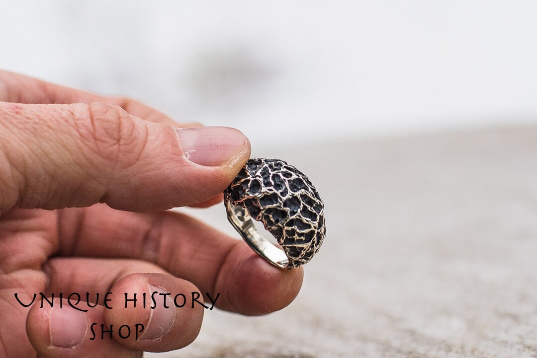 Volcano Ring - Silver Men's Jewelry Featuring Lava Stone Handmade ...