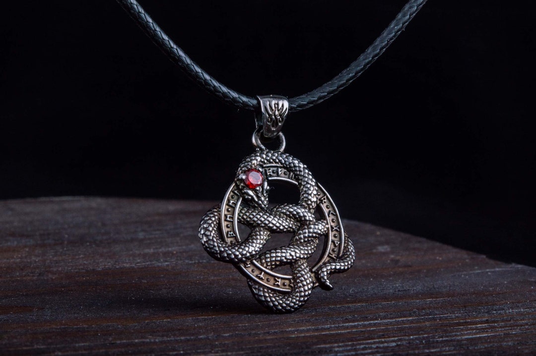 Black Snake Pendant With Red Gem - Handcrafted Jewelry With Elder ...
