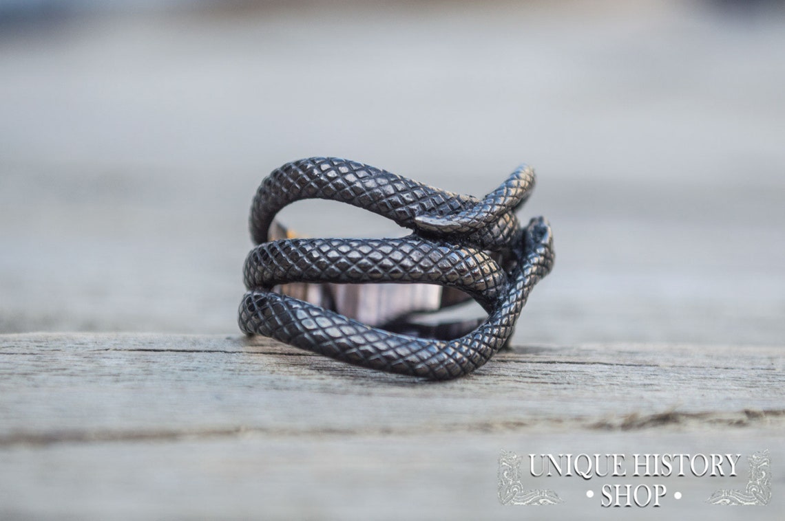 Black Snake Ring Solid Silver Snake Jewelry Ruthenium Plated - Etsy