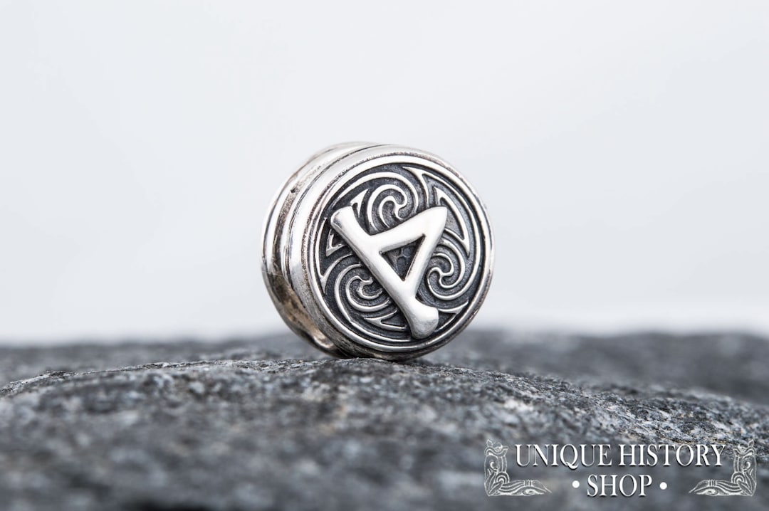 Silver Paracord Bead - Thurisaz Rune Symbol for Viking Bracelet ...