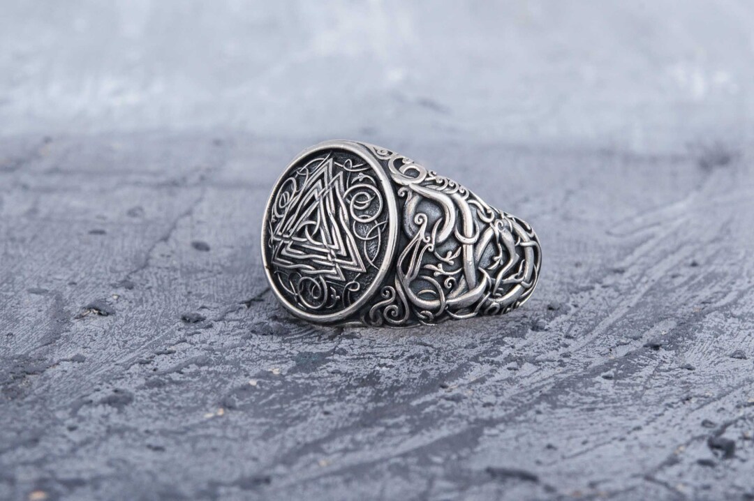 Silver Viking Valknut Ring, Norse Jewelry With Symbols, Nordic Ring ...