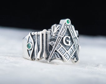 Green Masonic Ring | Etsy