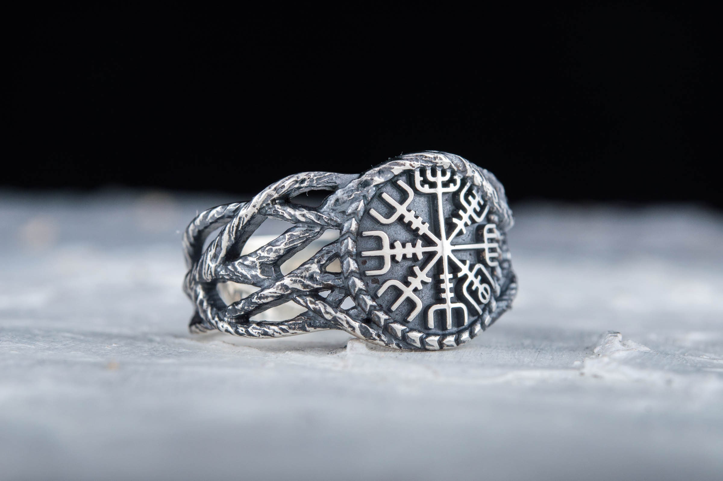 Vegvisir Ring Runic Compass Band Viking Runes Ring Norse | Etsy