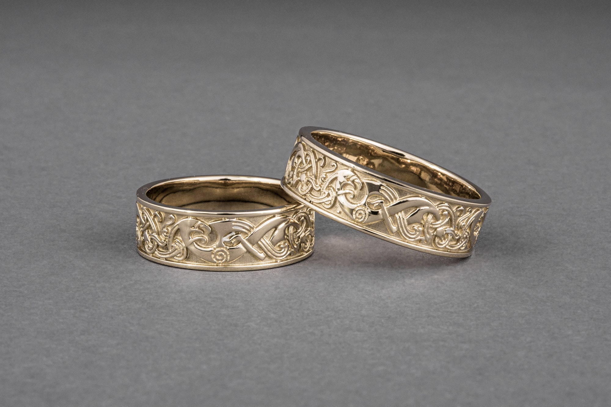 Handcrafted Norse Gold Ring With Ornament Ancient Norse | Etsy