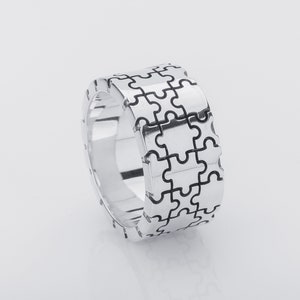 Stunning Puzzle Ring, Ring With Puzzle Ornament, Silver Unique Ring ...