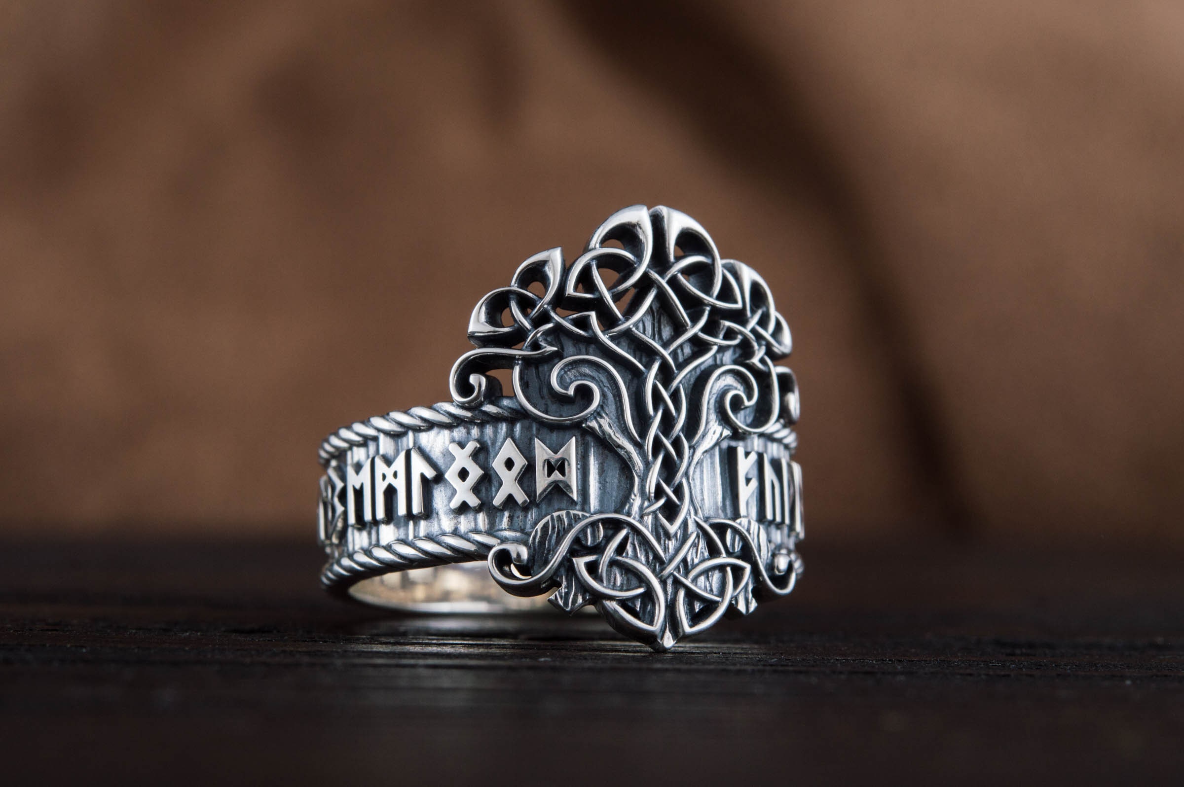 Tree of Life Ring Silver Yggdrasil Ring Norse Runes Jewelry - Etsy