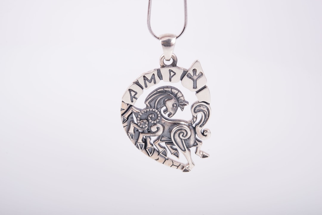 Sleipnir Symbol Pendant - Silver Norse Mythology Necklace With Elder ...