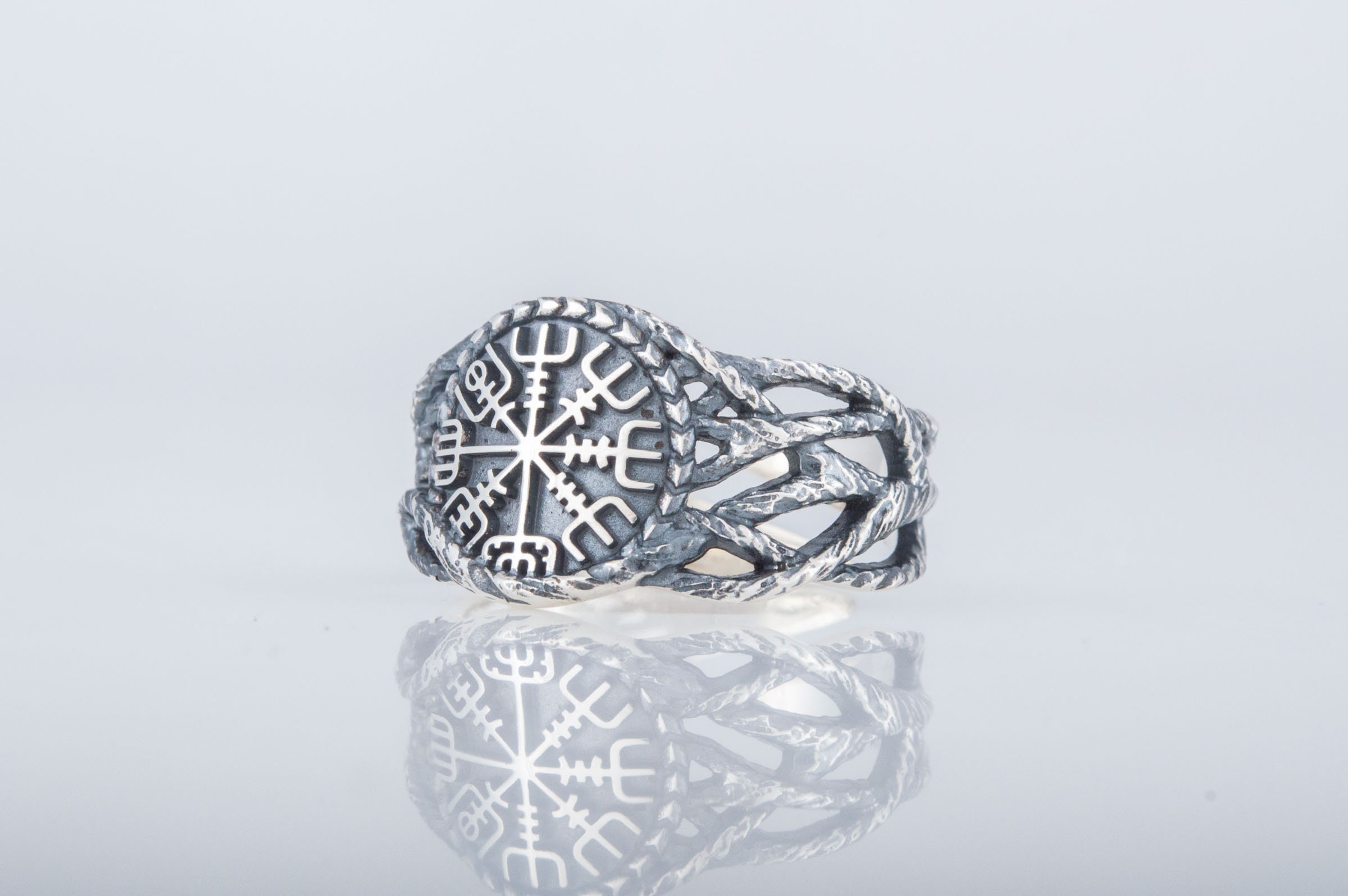 Vegvisir Ring Runic Compass Band Viking Runes Ring Norse | Etsy