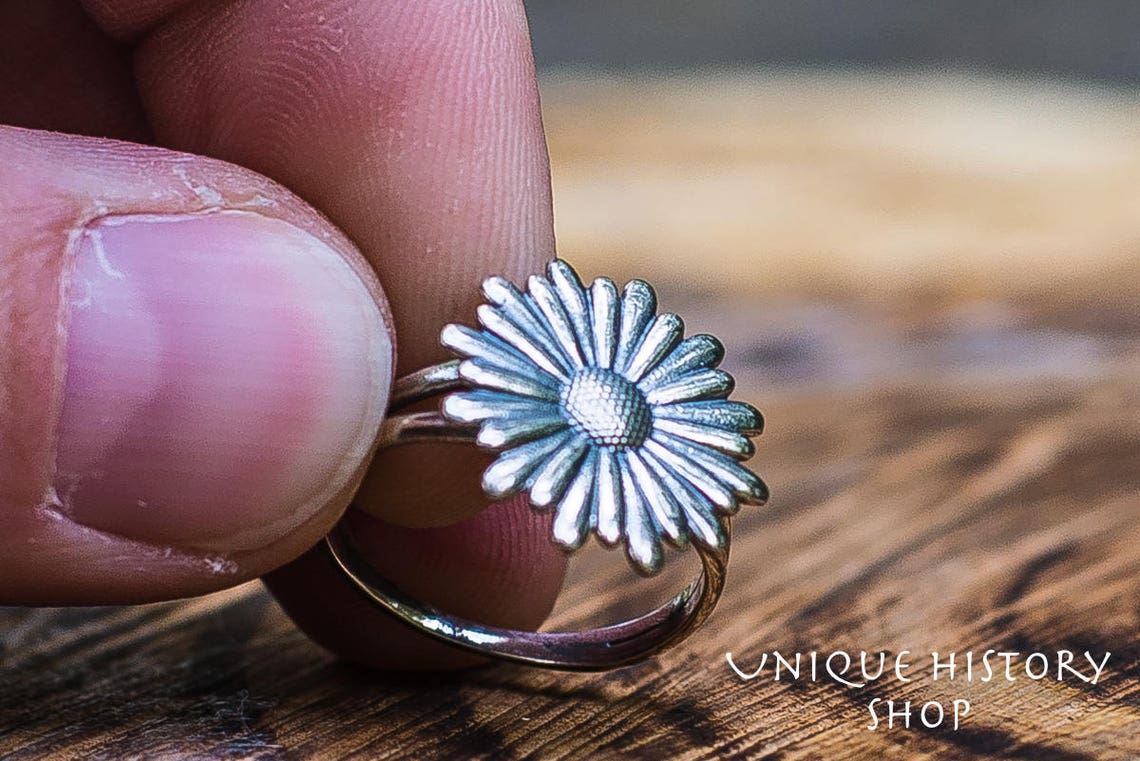 Sunflower Ring Flower Ring Silver Flower Jewelry Tiny - Etsy