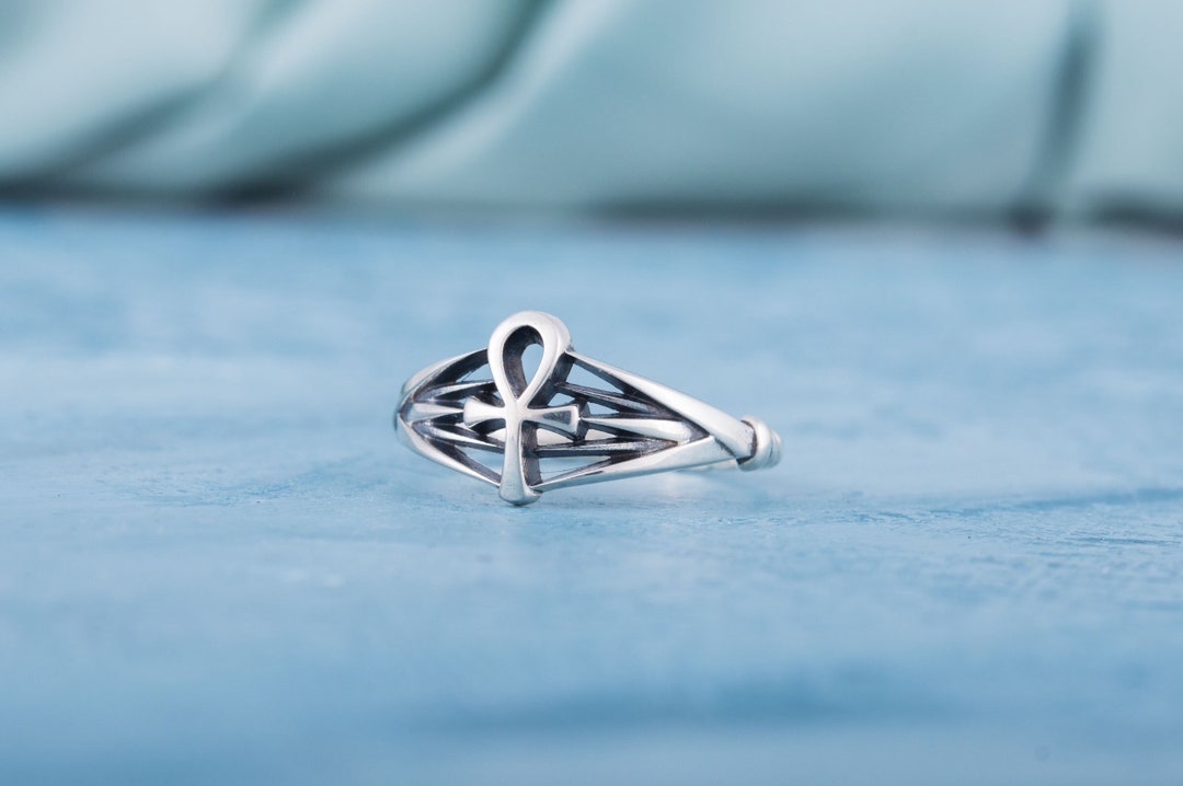 Ankh Cross Ring - Sterling Silver Egyptian Jewelry With Key of Life ...