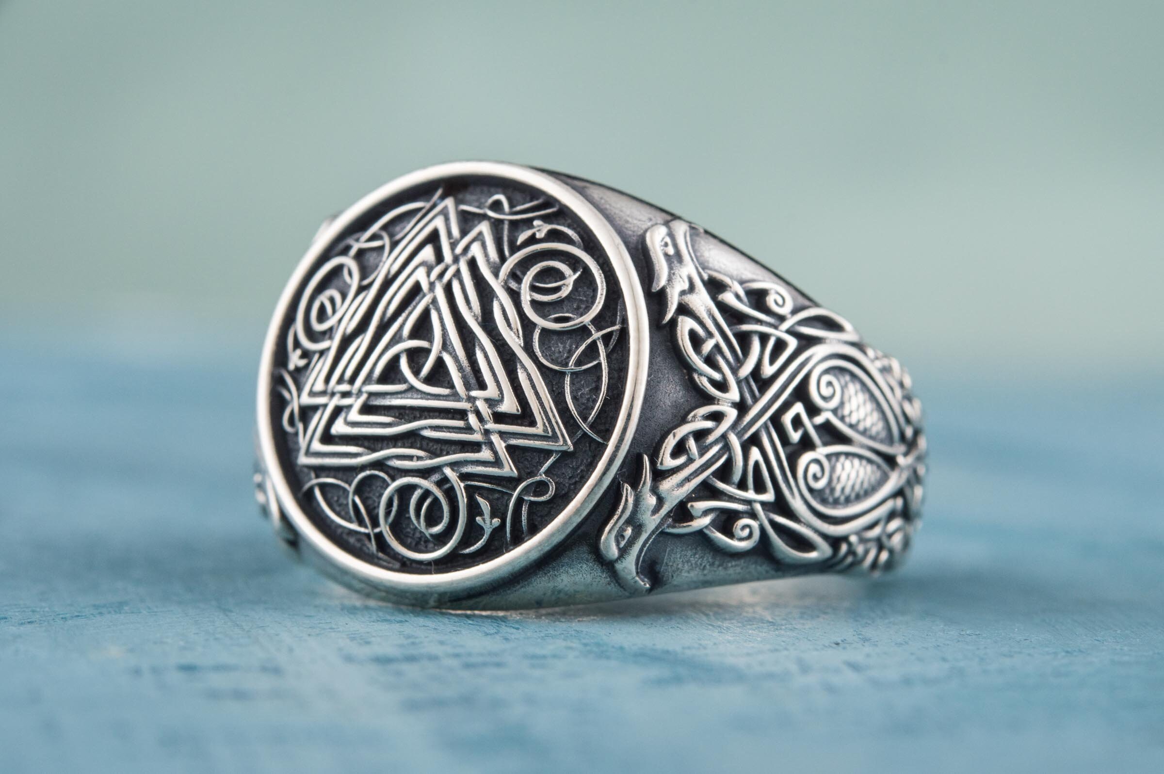 Viking Valknut Ring - Silver Scandinavian Jewelry Featuring Ravens ...