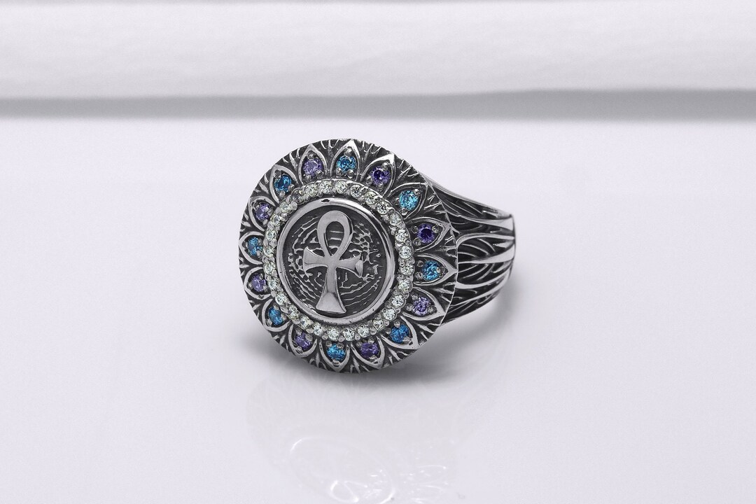 Ankh Cross Ring Silver Egyptian Jewelry With the Key of Life Symbol ...