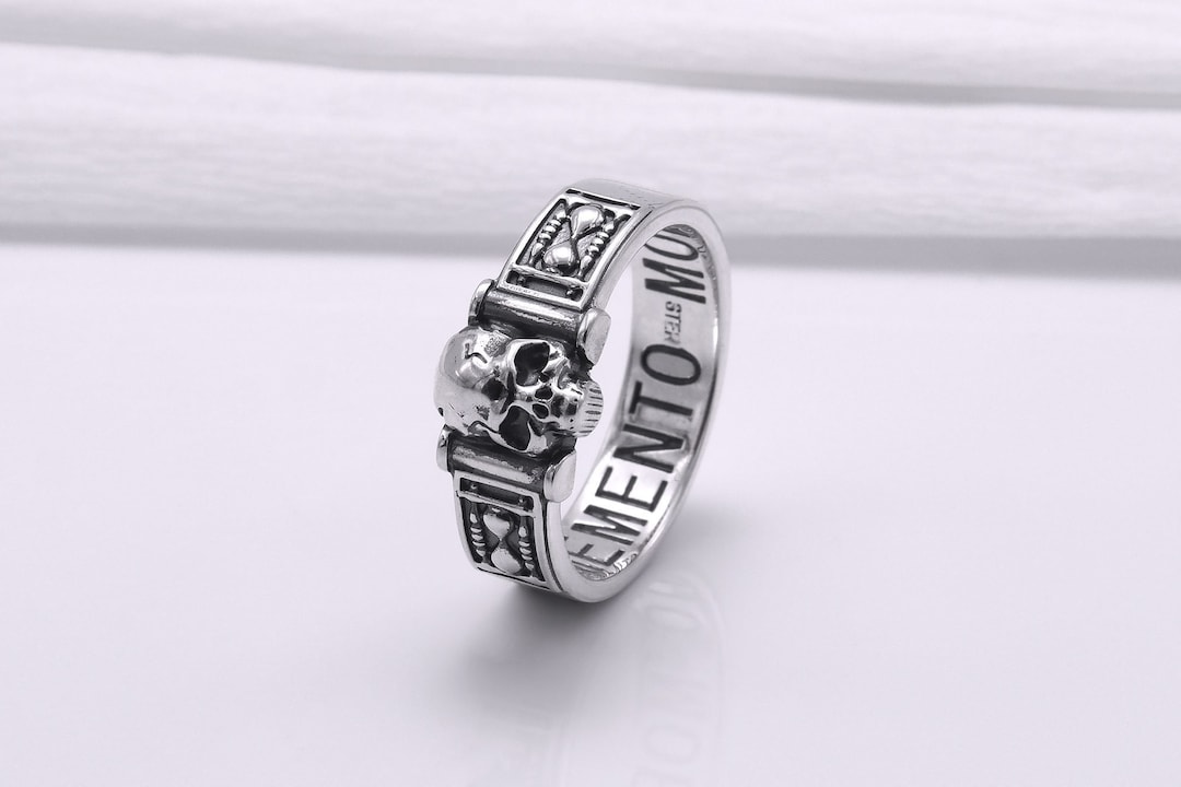 Memento Mori Mason Ring - Handcrafted Silver Masonic Jewelry With Skull ...